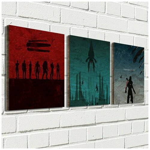 Модульная картина на рельефной доске ОСП 66x24 см квадратные Игра Mass Effect - 34