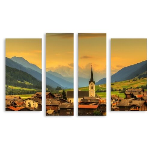 Модульная картина на холсте "Сказочная Швейцария" 120x77 см