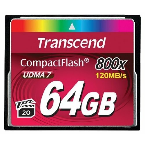 Карта памяти Transcend Compact Flash 64 ГБ, R/W 120/40 МБ/с, 1 шт., черный