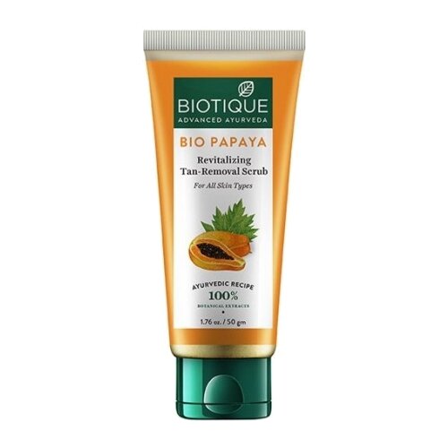 Biotique скраб для лица Bio Papaya Revitalizing Tan-Removal Scrub, 50 мл, 50 г