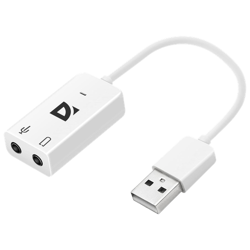 Внешняя USB звуковая карта с USB на 2xJack 3.5 Defender 0.1м белая