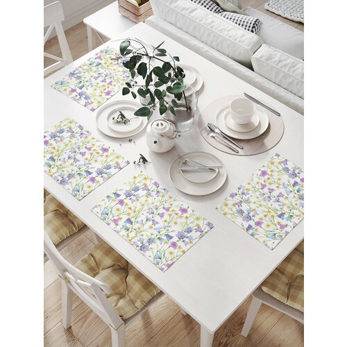 Салфетки на стол для сервировки прямоугольные, плейсмат JoyArty "Полевые цветы", 32x46 см, в комплекте 4шт.
