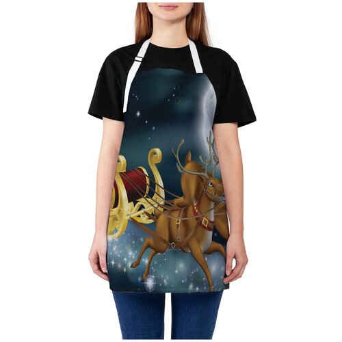 Фартук женский JoyArty для готовки "На оленях через космос", универсальный размер
