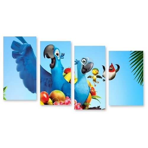 Модульная картина на холсте "Попугаи из Рио" 120x68 см