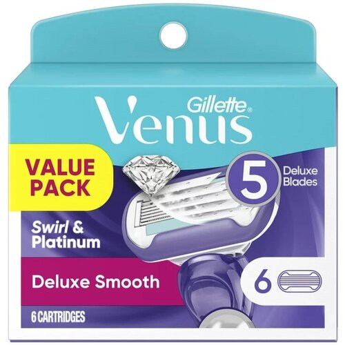 Сменные кассеты для бритвы Venus Deluxe от Gillette, 6 штук