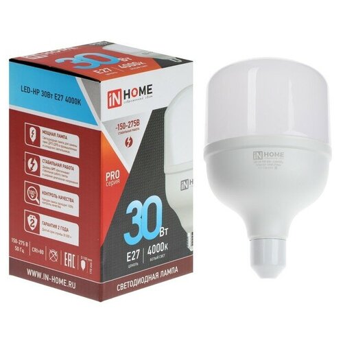 Лампа светодиодная IN HOME LED-HP-PRO, 30 Вт, 230 В, Е27, 4000 К, 2700 Лм