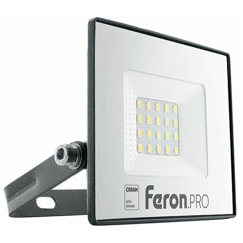 Прожектор светодиодный ДО-20w 6400К 1600Лм IP65 черный Feron.PRO | код 41538 | FERON (9шт. в упак.)