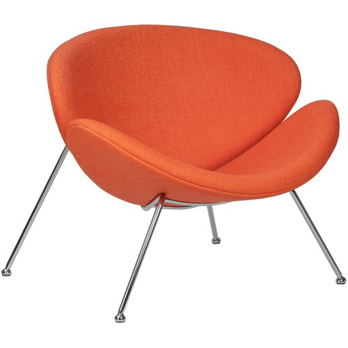 Кресло дизайнерское DOBRIN EMILY, LMO-72, оранжевая ткань AF, хромированная сталь
