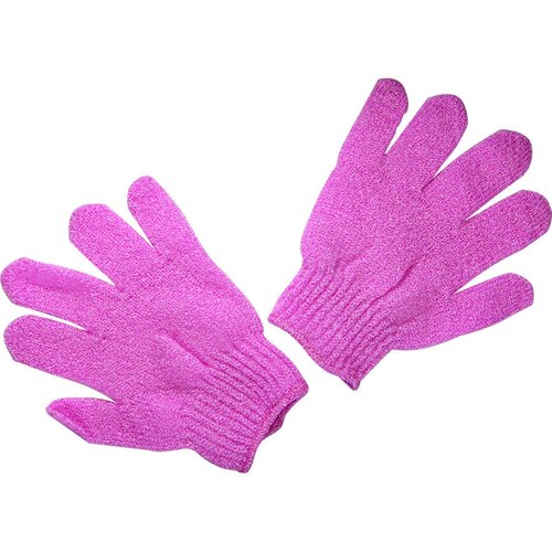 Мочалка для душа перчатки массажные, нейлон, 1 пара, цвет фиолетовый