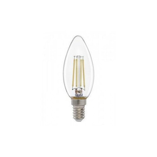 Светодиодная LED лампа General филамент свеча E14 7W 2700K 2K 35x98 (нитевидная), празрачная 646500 (упаковка 16 штук)