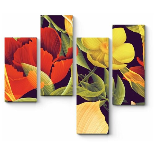 Модульная картина Необычные тропические цветы134x126