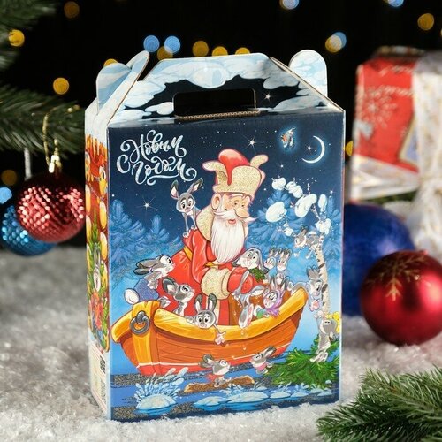Подарочная коробка "Дед Мороз и Зайцы", 16,8 х 7 х 25 см