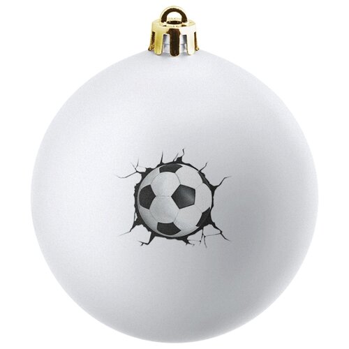 Ёлочный шар "Футбол" 80 мм, белый