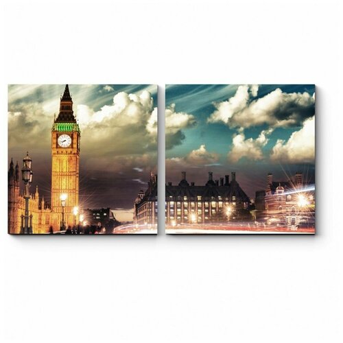 Модульная картина Яркие краски Лондона на закате 130x65