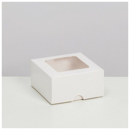 Коробка складная, крышка-дно, с окном, белая, 10 х 10 х 5 см (10 шт)