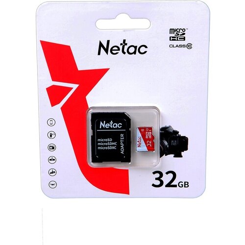 Карта памяти 32Gb - Netac MicroSD P500 Eco Class 10 NT02P500ECO-032G-R + с переходником под SD