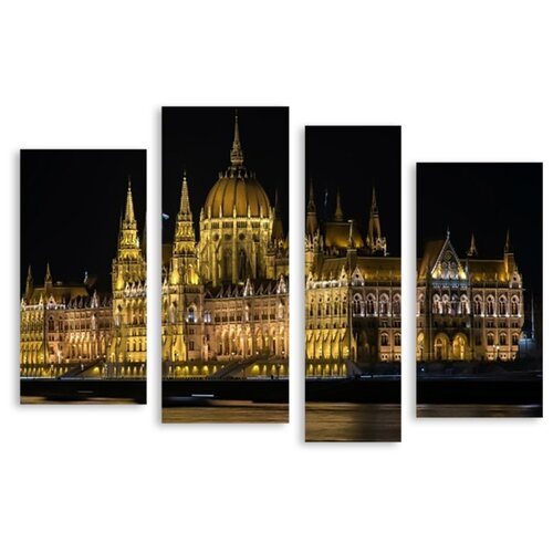 Модульная картина на холсте "Ночной Будапешт" 90x63 см