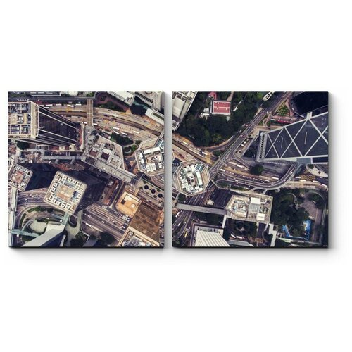 Модульная картина Взгляд на город с высоты птичьего полета130x65