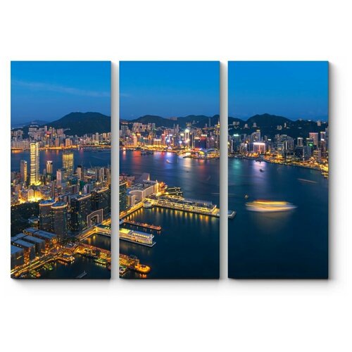 Модульная картина Сияющий ночными огнями Гонконг110x79