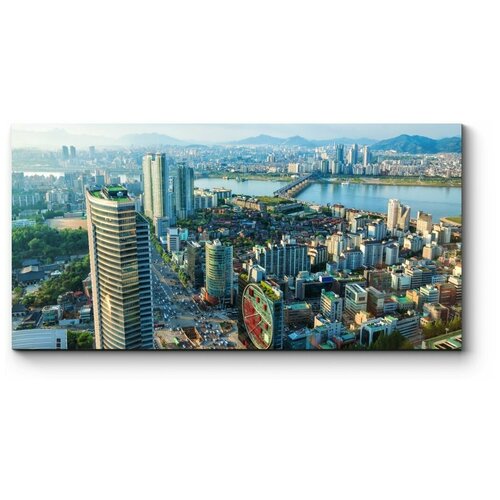 Модульная картина Пролетая над высотками Сеула100x50