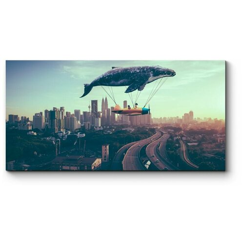 Модульная картина Кит, который любит плавать в небе 90x45
