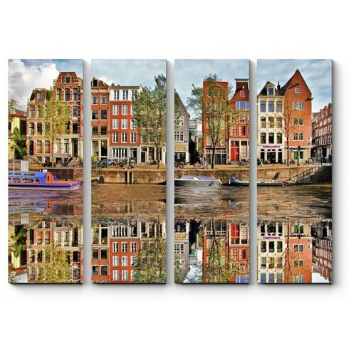 Модульная картина Зеркальная гладь канала, Амстердам 90x68