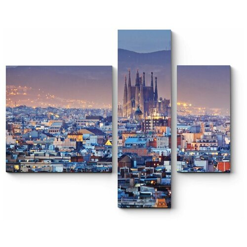 Модульная картина Величественная Барселона в сумерках120x99