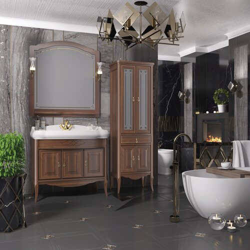 Мебель для ванной Opadiris Лоренцо 100 светлый орех (тумба с раковиной + зеркало)
