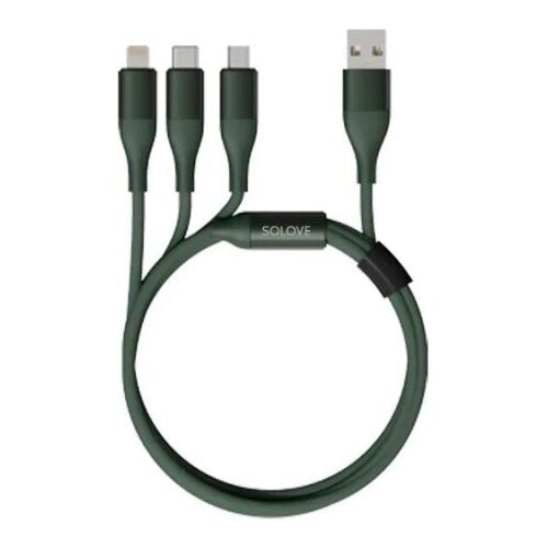 Кабель Lightning - Type-C - Micro USB, 1.2 м, Xiaomi SOLOVE, зел, DW2GreenR