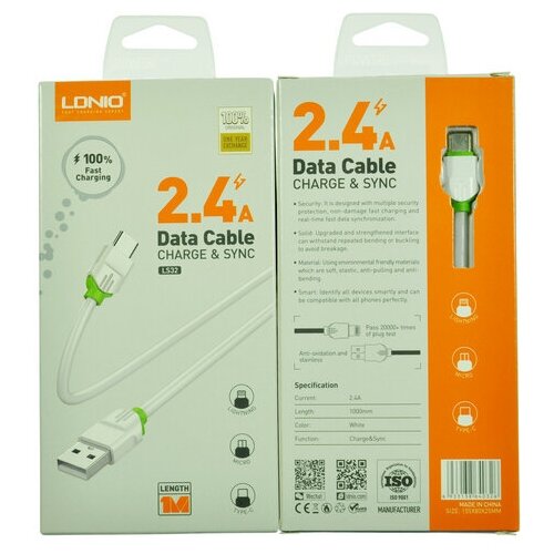 USB кабель ldnio LS32 1m 2.4a. TYPE-С