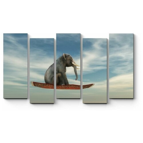Модульная картина Слоны тоже любят летать 140x81