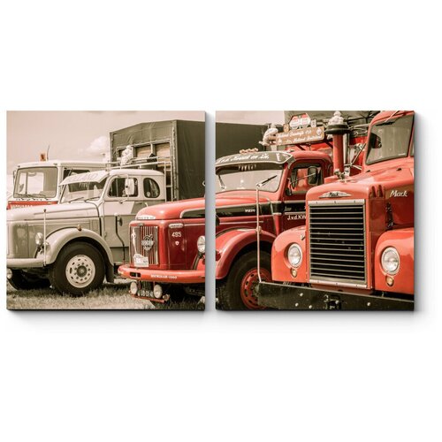 Модульная картина Красные грузовики 80x40