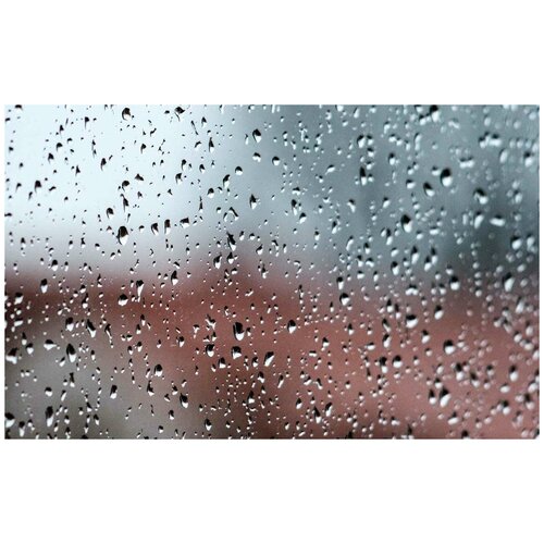Картина на холсте 60x110 LinxOne "Стекло, капли, дождь, влага" интерьерная для дома / на стену / на кухню / с подрамником