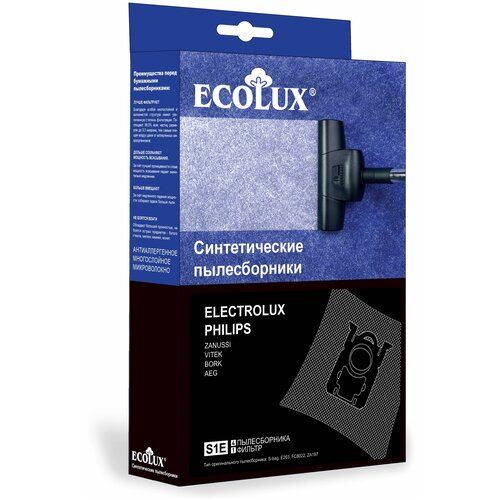 ECOLUX Комплект из 4 пылесборников и моторного фильтра S1E, белый, 5 шт.