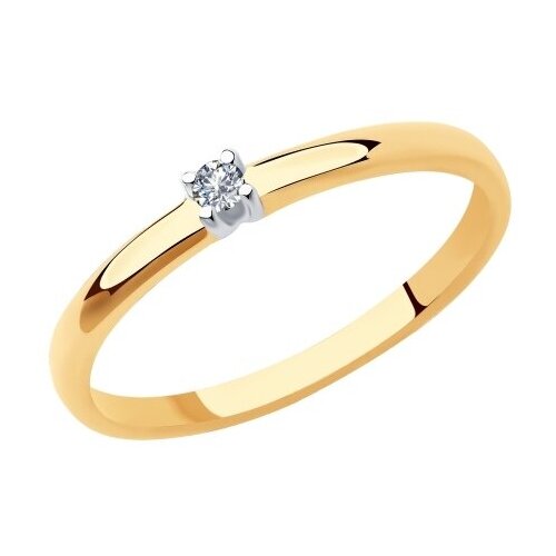 Кольцо помолвочное Diamant online, золото, 585 проба, бриллиант, размер 15.5