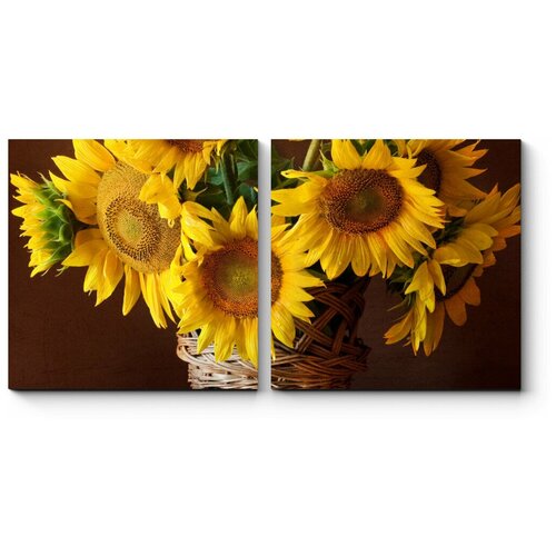 Модульная картина Солнечные цветы 110x55
