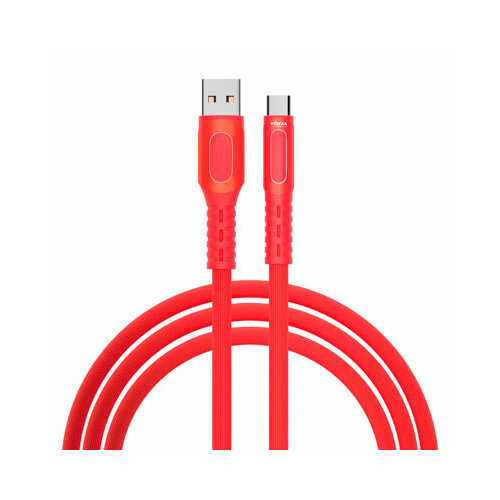 By кабель для зарядки экстрим type-c, 1м, 3а, быстрая зарядка qc3.0, ткань, красный