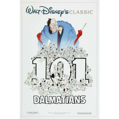 Плакат, постер на бумаге 101 далматинец (One Hundred And One Dalmatians, мультфильм, 1961г). Размер 30 х 42 см