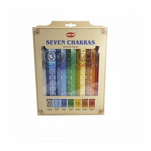 Gift Pack SEVEN CHAKRAS Incense Sticks, Hem (Подарочный набор 7 чакр - 7 ароматов в одном наборе, Хем), 1 уп.