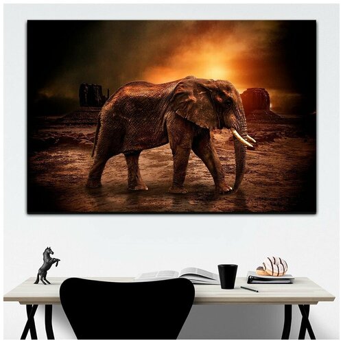 Картина на Стекле - "Африканский слон", размер 60х40 см