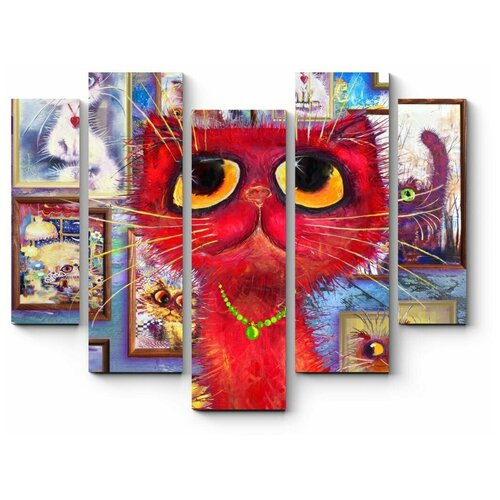 Модульная картина Красный кот гуляет по галерее 151x123