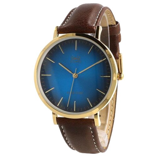 Наручные часы Q&Q, голубой, коричневый