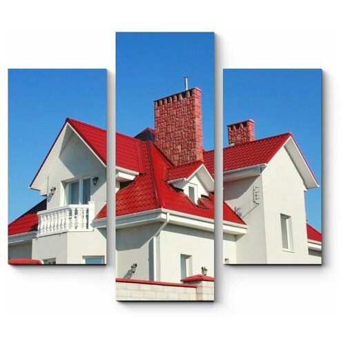 Модульная картина Дом с красной крышей70x63