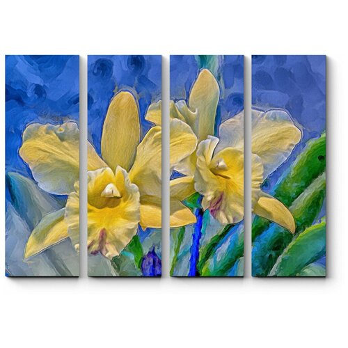 Модульная картина Нежные желтые орхидеи 110x83