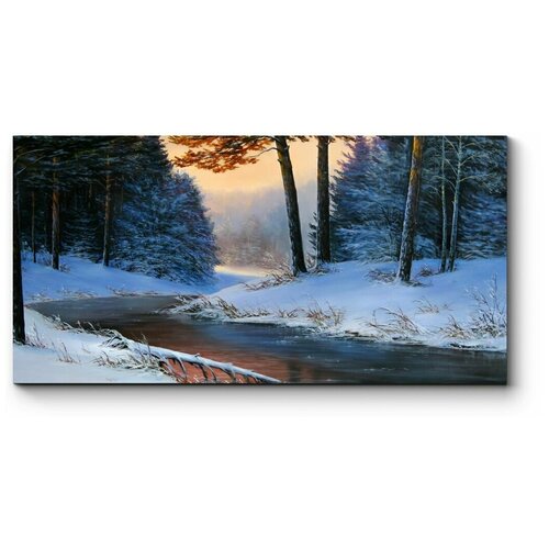 Модульная картина Холодная красота зимнего леса 150x75