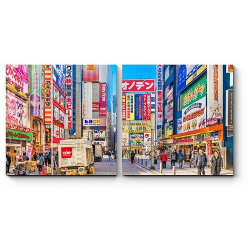 Модульная картина Пестрящий рекламой токийский центр90x45