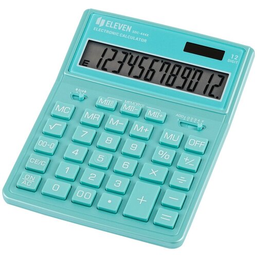 Калькулятор Eleven настольный, 12 разрядов, двойное питание, 155х204х33 мм, бирюзовый (SDC-444X-GN)