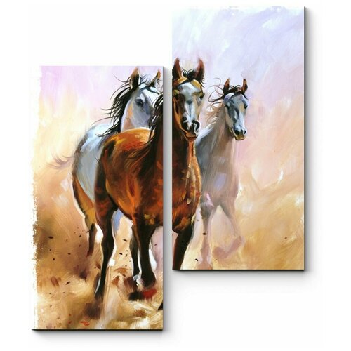 Модульная картина Трио бегущих по пустыне 70x88