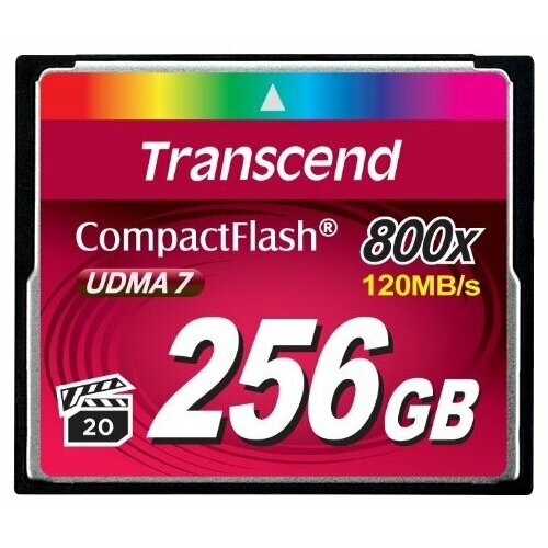 Карта памяти Transcend Compact Flash 256 ГБ Class 10, R/W 120/60 МБ/с, 1 шт., черный