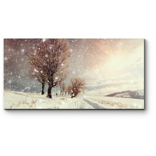 Модульная картина Снежный вечер 50x25